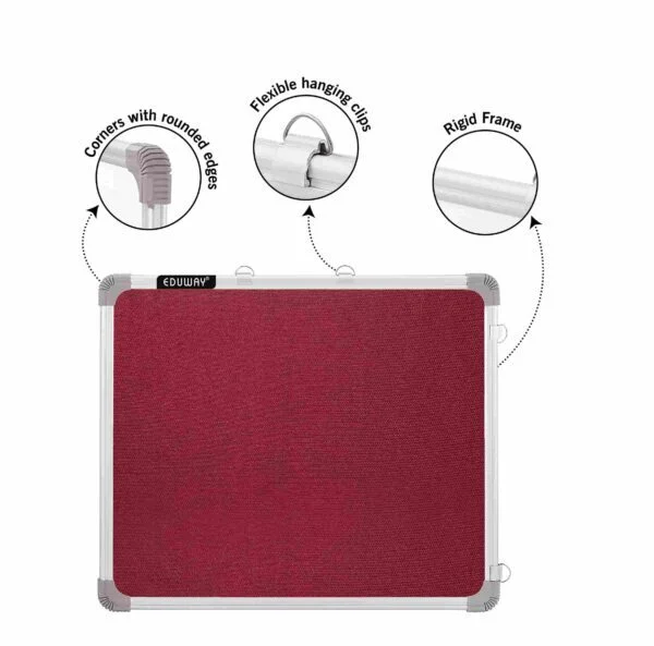 Buy 2x2 ft Maroon Notice Board with High Resilience Foam Fabric