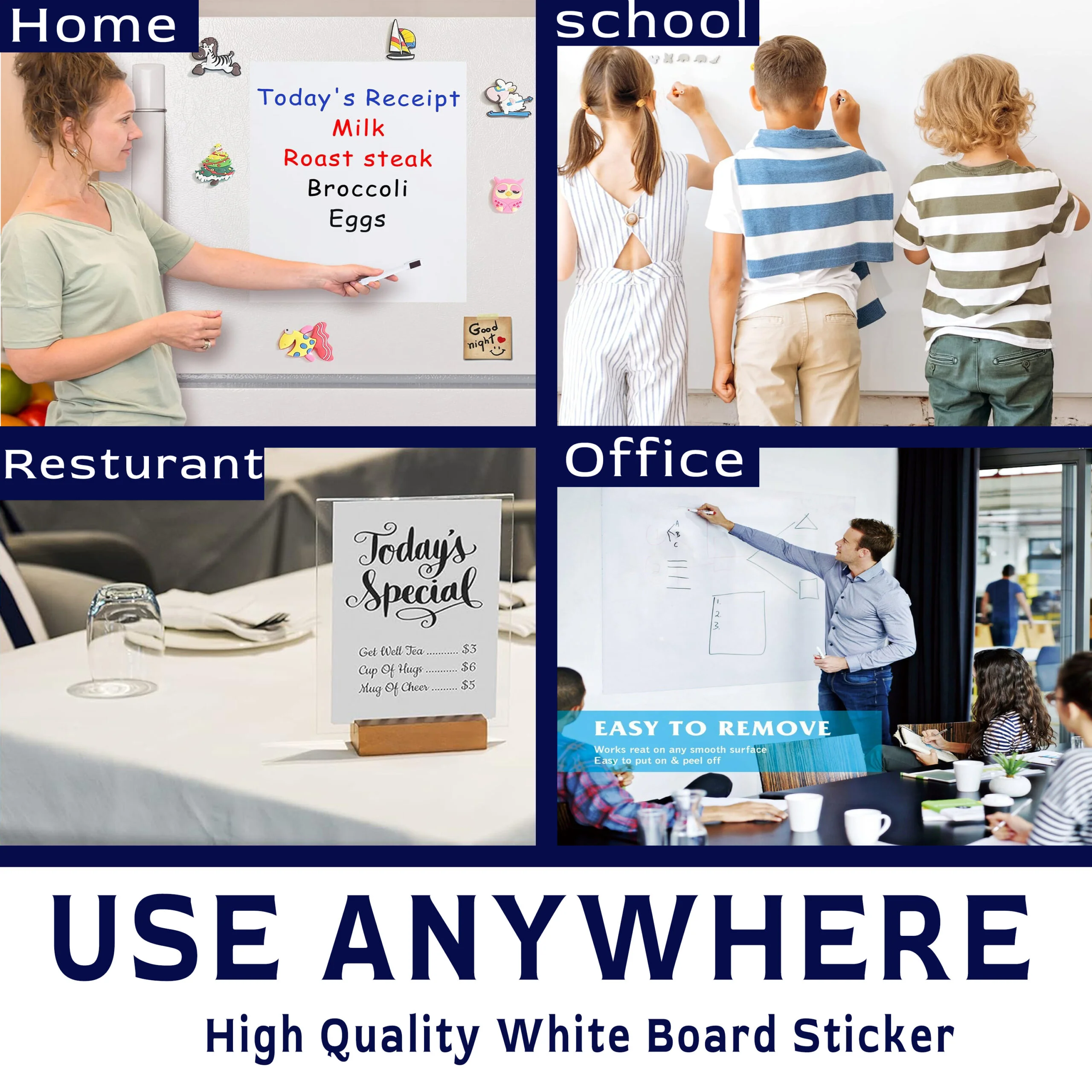Buy 2x2 Ft. Self-Adhesive Vinyl Whiteboard for Any Surface